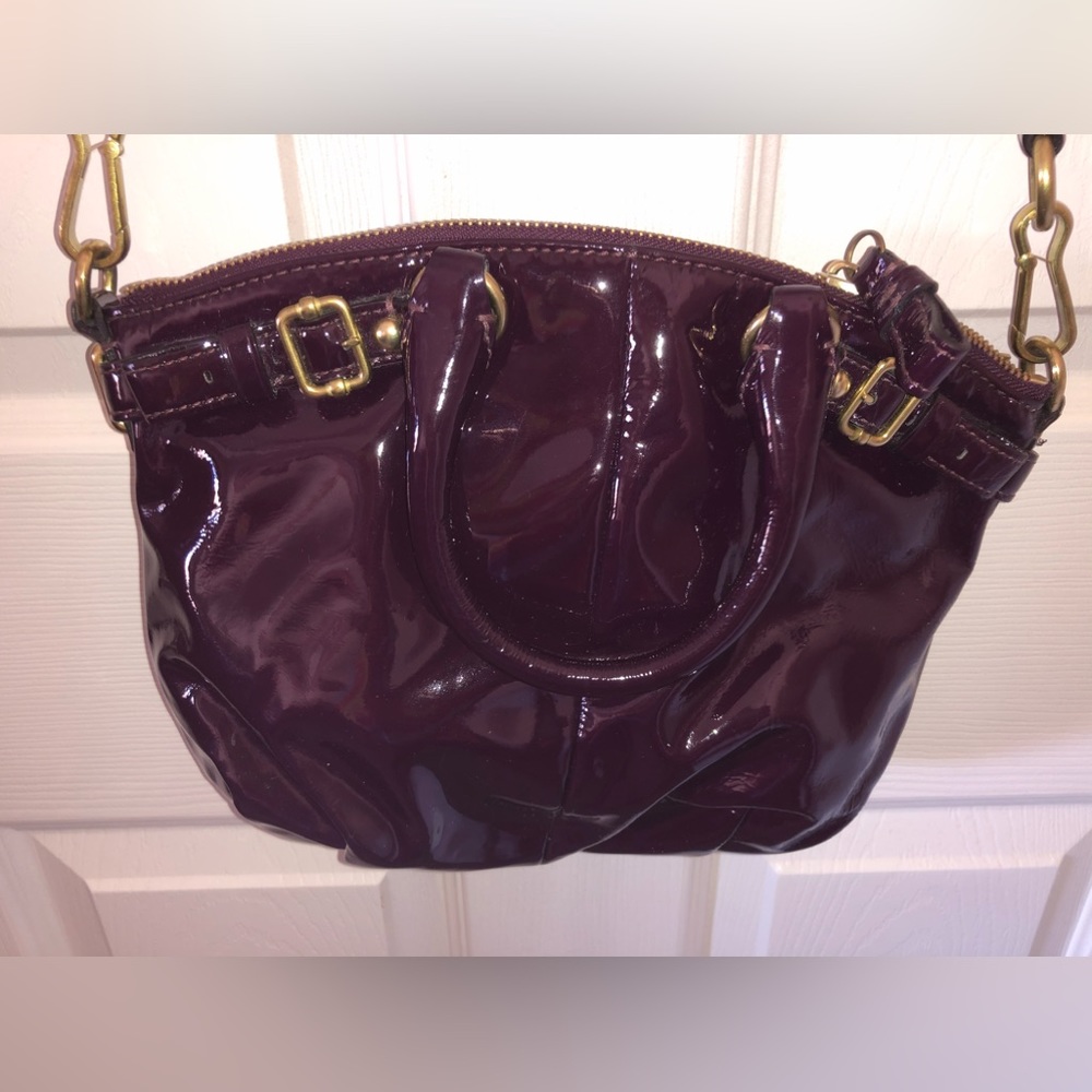 Burgundy/Wine Patent Leather Coach Bag - Gem